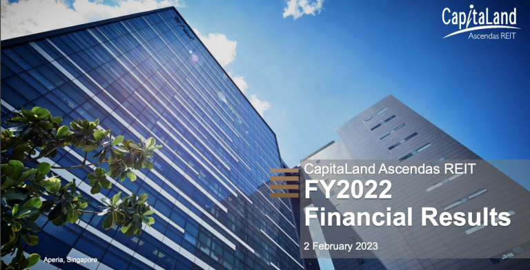 【シンガポール・リート銘柄】CapitaLand Ascendas REIT、最新決算(2022年4Q)。 - SINGAPORE BUSINESS EDGE